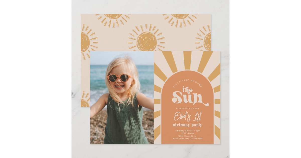 Trip Around The Sun Photo Birthday Invitation | Zazzle