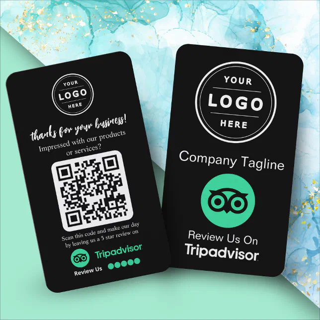 TripAdvisor Review Request with Logo and QR Code Business Card | Zazzle