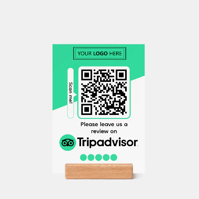 TripAdvisor Review Request with Logo and QR Code Holder | Zazzle