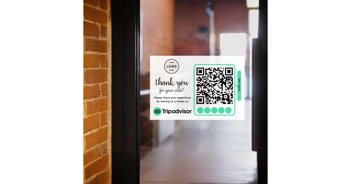TripAdvisor Review Request with Logo and QR Code Window Cling | Zazzle