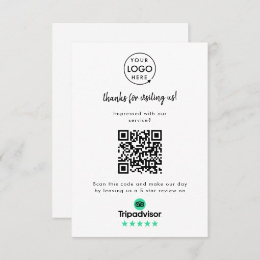 TripAdvisor Reviews | Business Review Link QR Code Enclosure Card | Zazzle