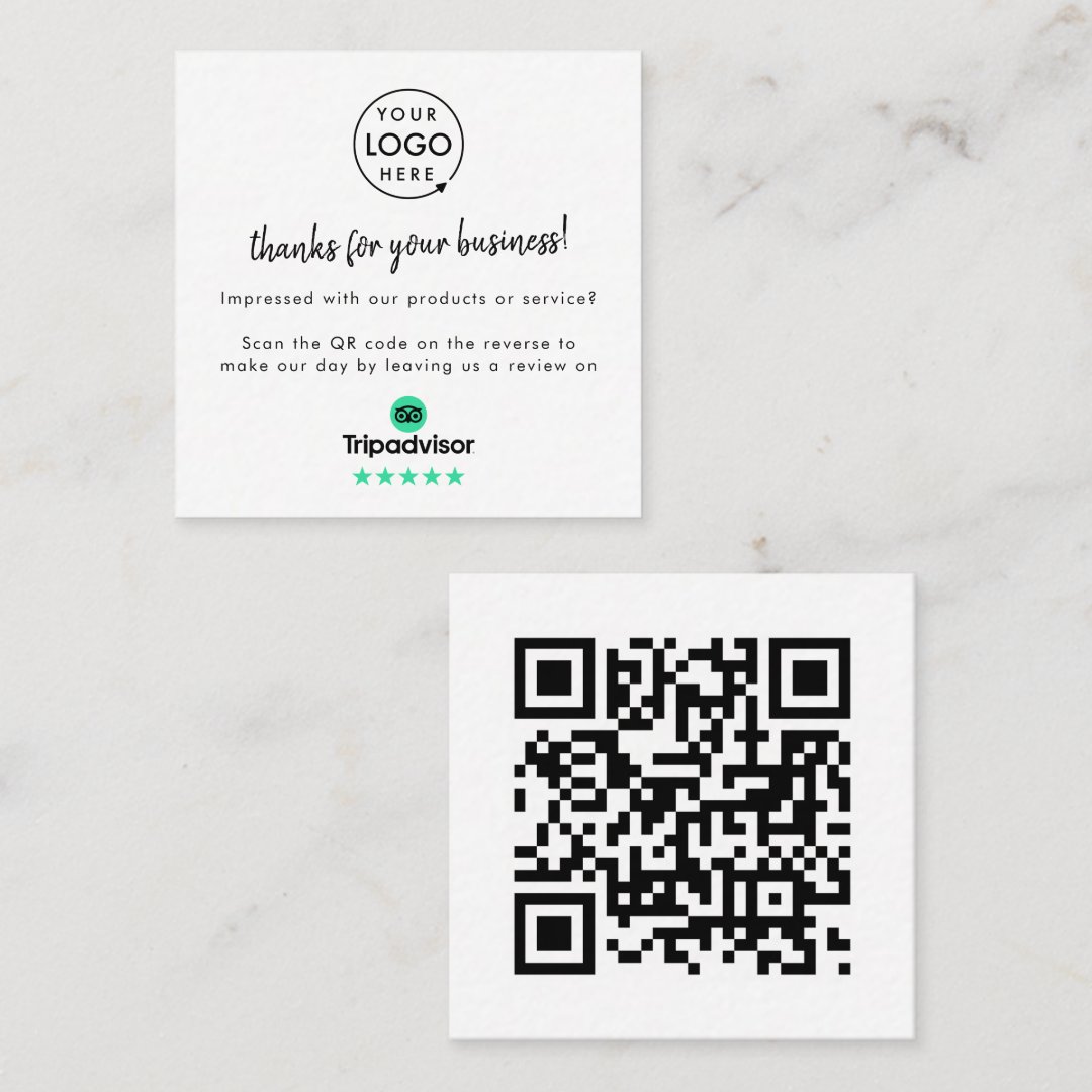 TripAdvisor Reviews | Business Review Link QR Code Square Business Card ...