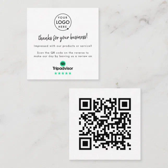 TripAdvisor Reviews | Business Review Link QR Code Square Business Card ...