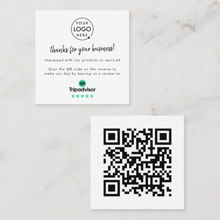 TripAdvisor Reviews | Business Review Link QR Code Square Business Card ...