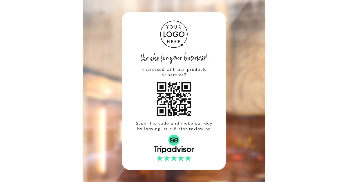 Tripadvisor Reviews | Business Review QR Code Window Cling | Zazzle