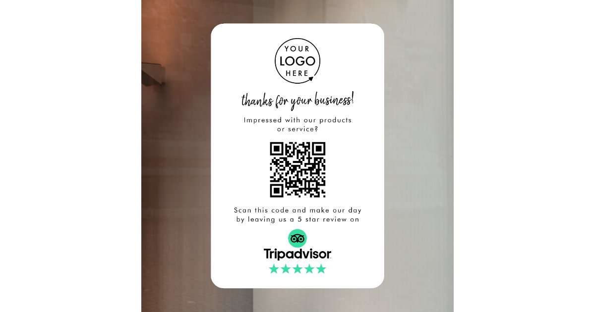 Tripadvisor Reviews | Business Review QR Code Window Cling | Zazzle