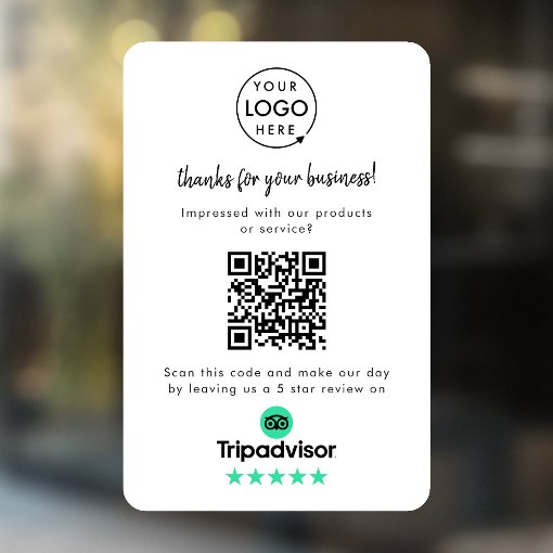 Tripadvisor Reviews | Business Review QR Code Window Cling | Zazzle