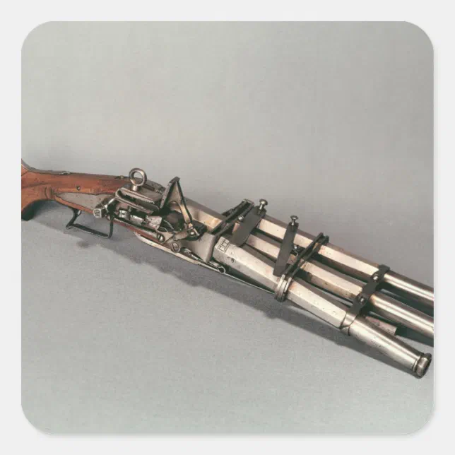 Triple-barrelled pistol square sticker | Zazzle