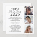 Triple Celebration 3 Photo Graduation Invitation | Zazzle