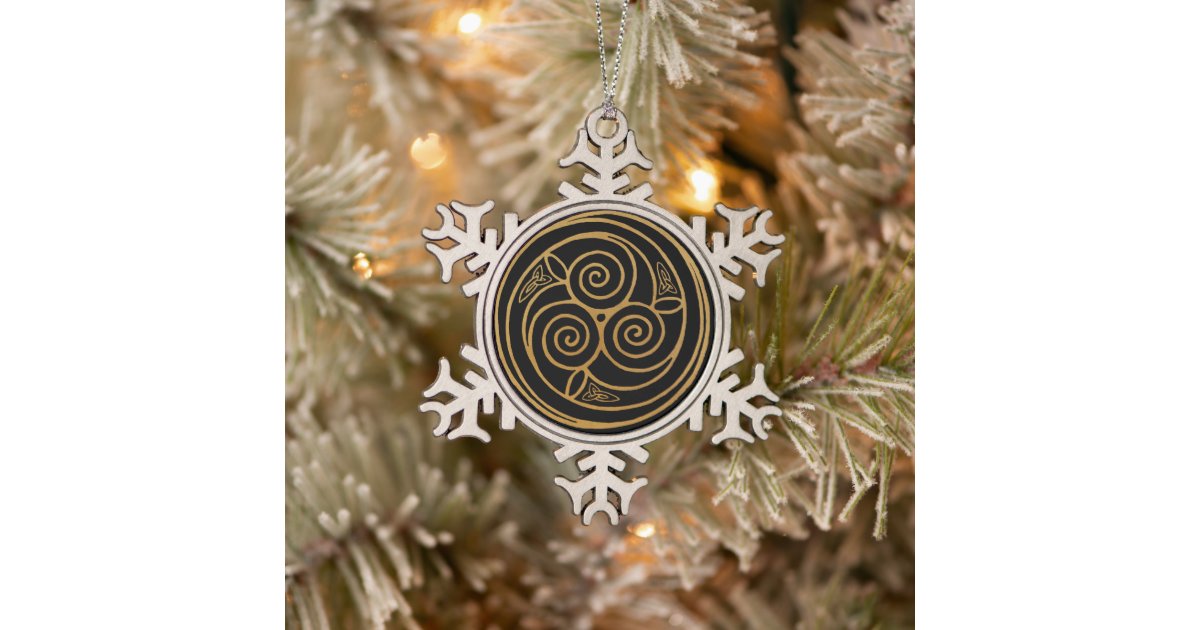 Triple Celtic Knot Swirl Mandala Snowflake Pewter Christmas Ornament ...