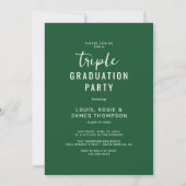 Triple Grad 3 Photo Green Graduation Party Invitation | Zazzle