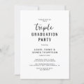 Triple Grad 3 Photo Modern Graduation Party Invitation | Zazzle