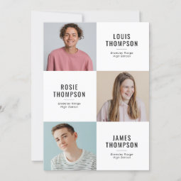 Triple Grad 3 Photo Modern Graduation Party Invitation | Zazzle