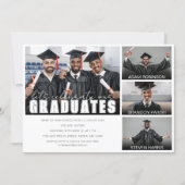 Triple Graduates Celebration | 4 Photo Graduation Invitation | Zazzle