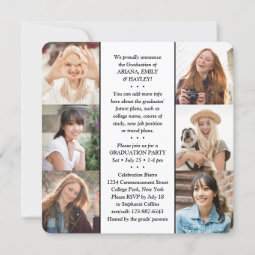 Triple Graduation 3 Graduates Photo Collage Joint Announcement | Zazzle