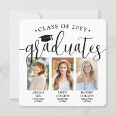 Triple Graduation 3 Graduates Photo Collage Joint Announcement | Zazzle