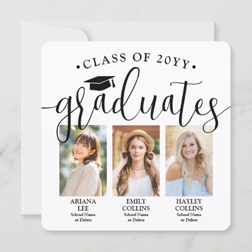 Triple Graduation 3 Graduates Photo Collage Joint Announcement | Zazzle