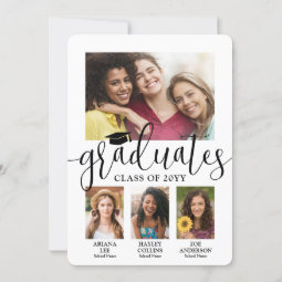 Triple Graduation 3 Graduates Photos Joint Party Invitation | Zazzle