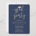Triple Graduation Photos Navy & Gold Joint Party Invitation | Zazzle