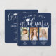 Triple Graduation Photos Navy & White Joint Party Invitation | Zazzle