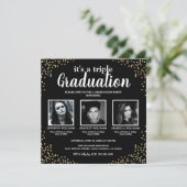 Triple Graduation Three Photo Party Invitation | Zazzle