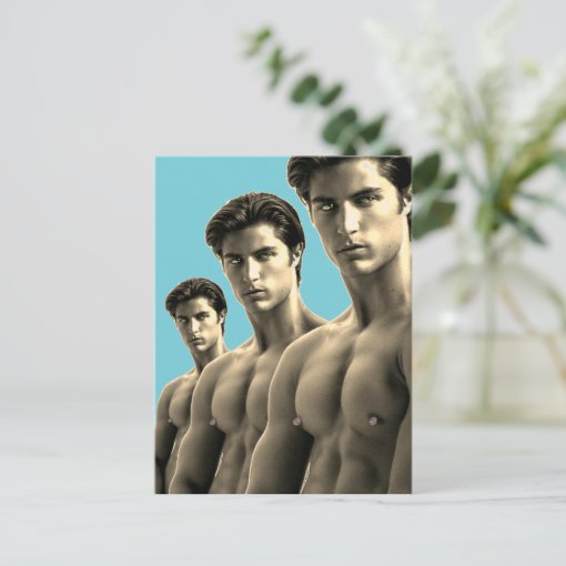Triple Hunks Postcard | Zazzle