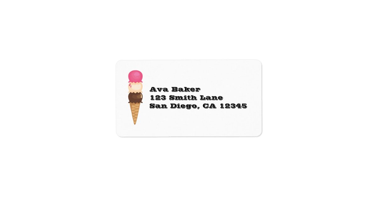 Triple Ice Cream Cone Label | Zazzle