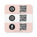 Triple Icon & QR Code Business Social Media Pink Calling Card | Zazzle