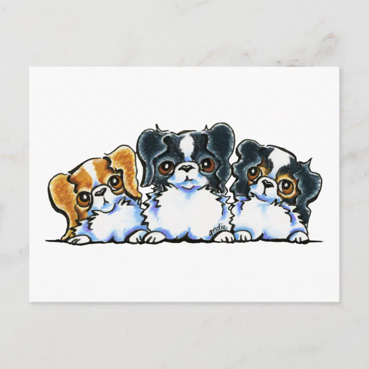 Triple Japanese Chin Postcard | Zazzle