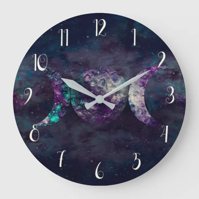 Triple Moon Goddess Luna Universe Custom Large Clock | Zazzle