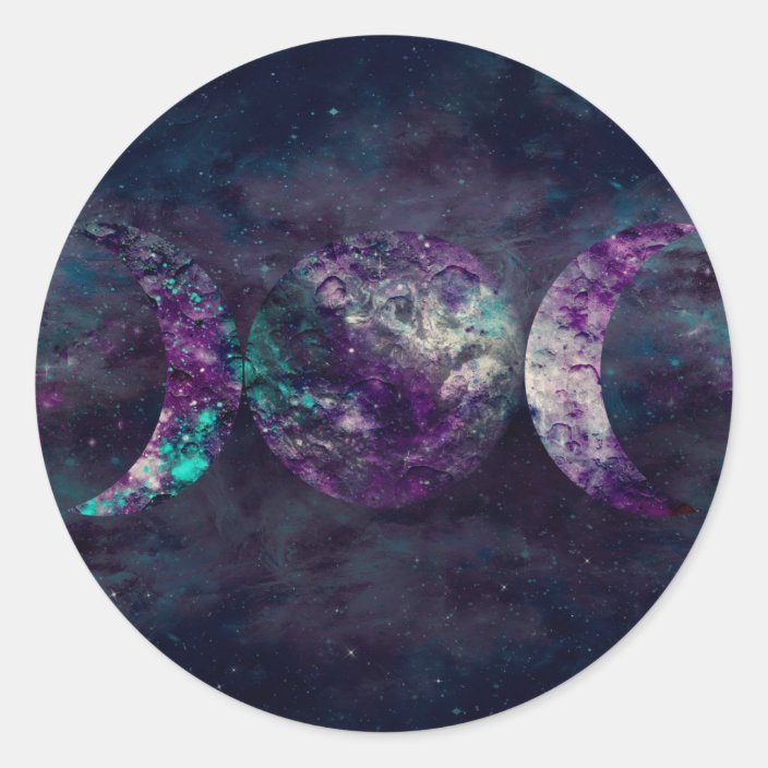 Triple Moon Goddess Luna Universe Party Classic Round Sticker | Zazzle.com
