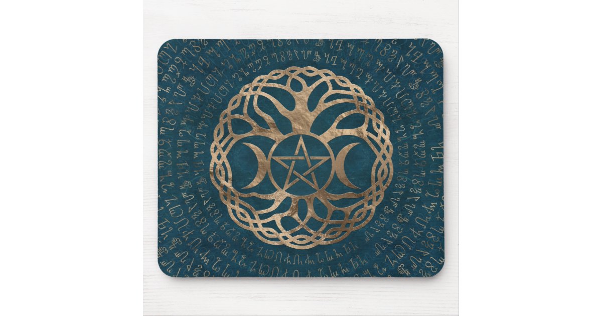 Triple Moon Goddess with pentagram Mouse Pad | Zazzle
