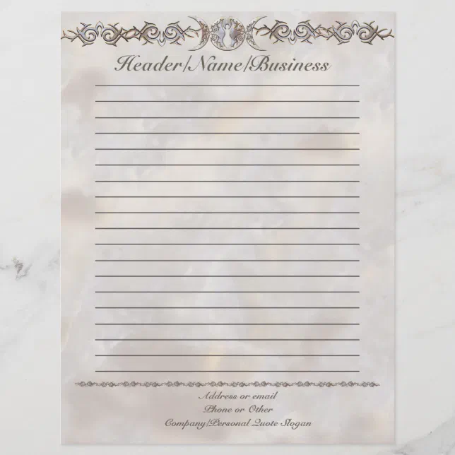 Triple Moon Moonstone Goddess Lined Letterhead | Zazzle