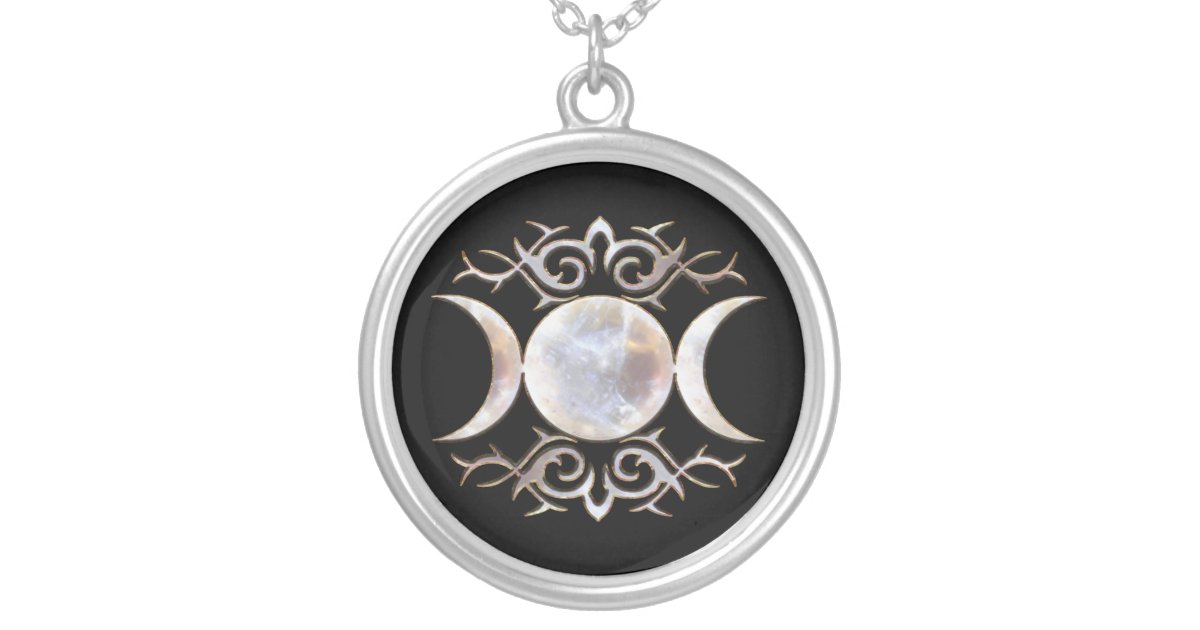 Triple Moon Moonstone Silver Plated Necklace | Zazzle