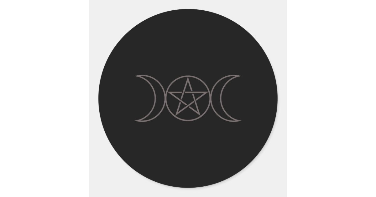 Triple Moon Pentagram Wicca Pagan Goddess Witch Classic Round Sticker ...