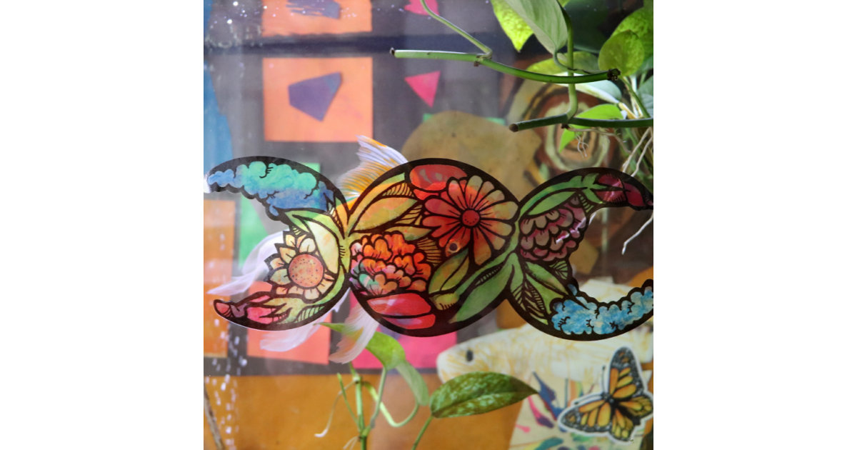 Triple Moon Symbol Garden Bloom Window Cling | Zazzle