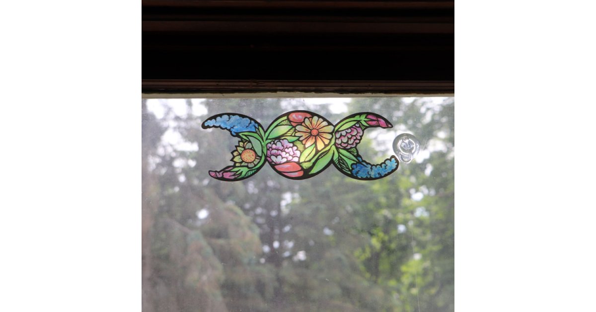 Triple Moon Symbol Garden Bloom Window Cling | Zazzle