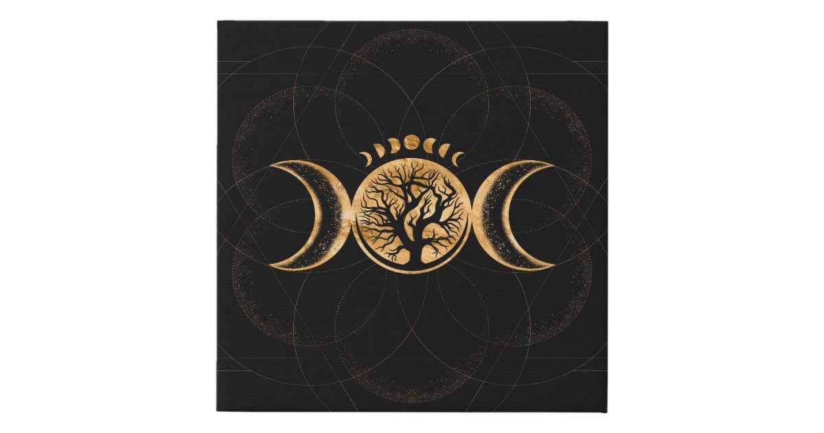 Triple Moon - Tree of life Ornament Faux Canvas Print | Zazzle