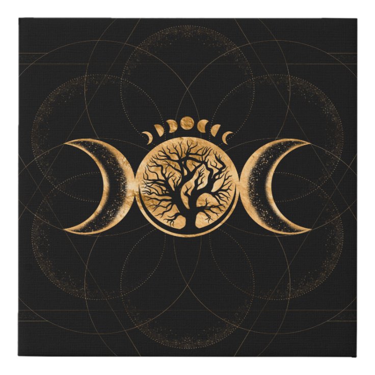 Triple Moon - Tree of life Ornament Faux Canvas Print | Zazzle