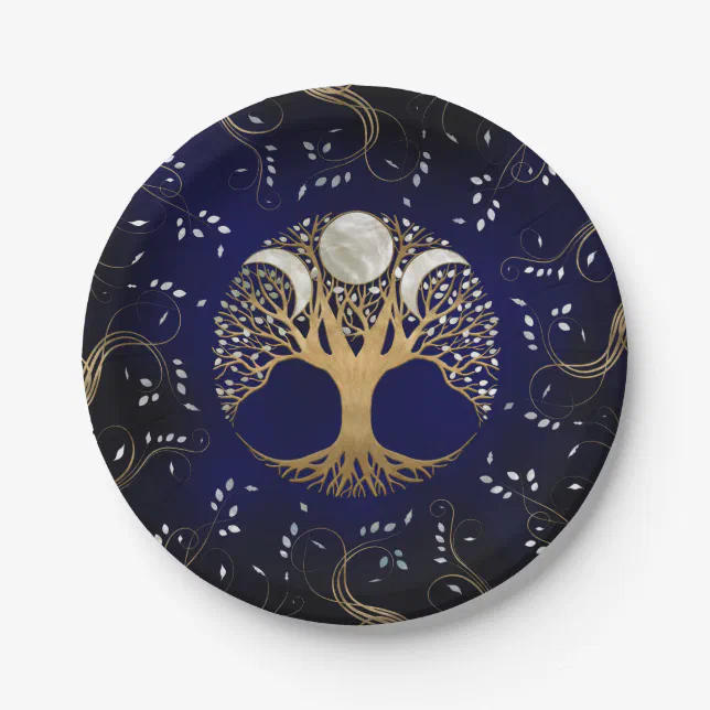 Triple Moon - Tree of life Ornament Paper Plates | Zazzle