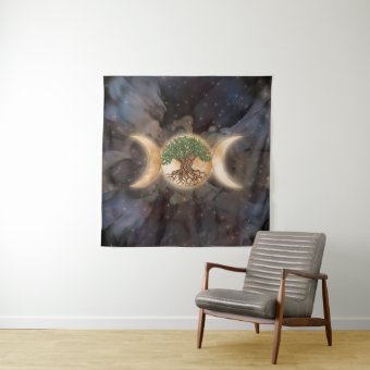 Triple Moon tree of life Tapestry | Zazzle