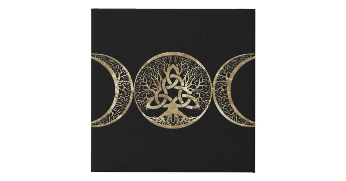 Triple Moon Tree of Life Triquetra Faux Canvas Print | Zazzle