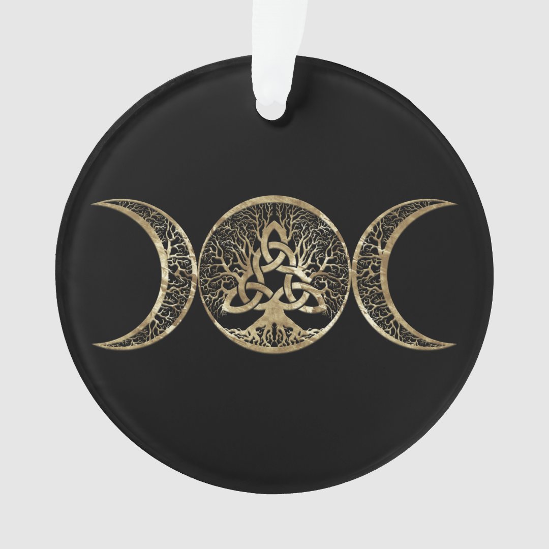 Triple Moon Tree of Life Triquetra Ornament | Zazzle