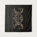 Triple Moon - Triple Goddess Gold and black Tapestry | Zazzle