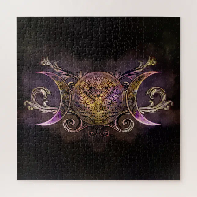 Triple Moon - Triple Goddess -Midnight shimmer Jigsaw Puzzle | Zazzle