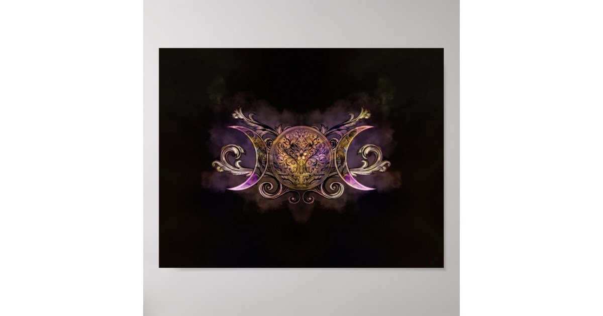 Triple Moon - Triple Goddess -Midnight shimmer Poster | Zazzle