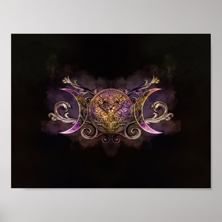 Triple Moon - Triple Goddess -Midnight shimmer Poster | Zazzle