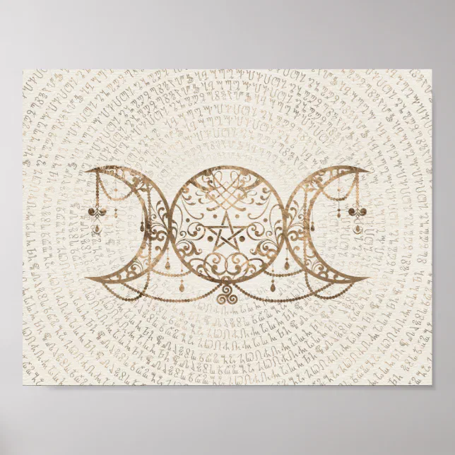 Triple Moon - Triple Goddess Pastel Gold Poster | Zazzle