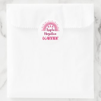Triple Negative Warrior Breast Cancer Rainbow Classic Round Sticker ...