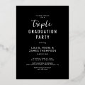 Triple Photo 3 Grad Rose Gold Graduation Party Foil Invitation | Zazzle